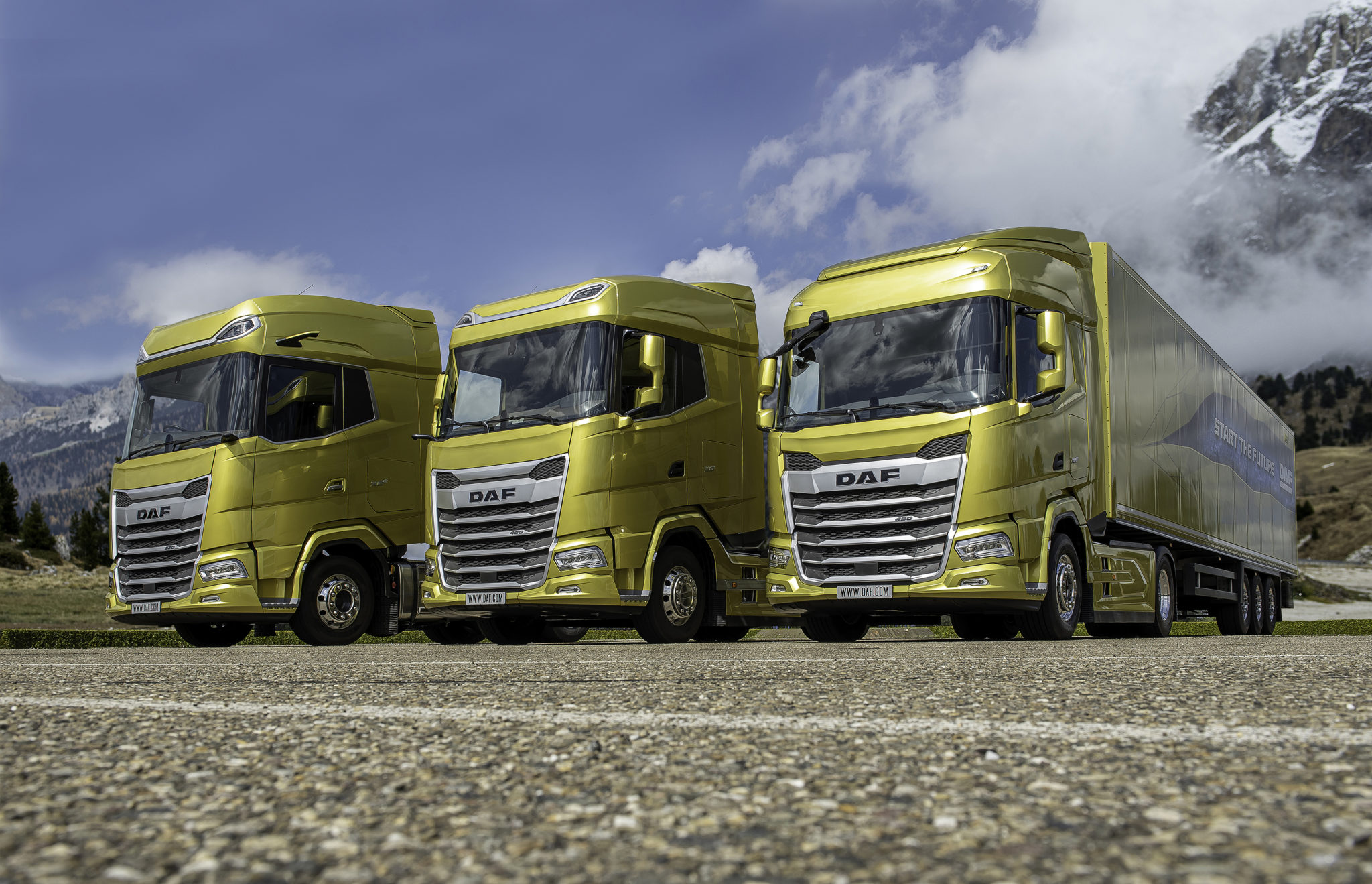 The New Generation DAF trucks 2021. From left to right XG+ XG and XF ...